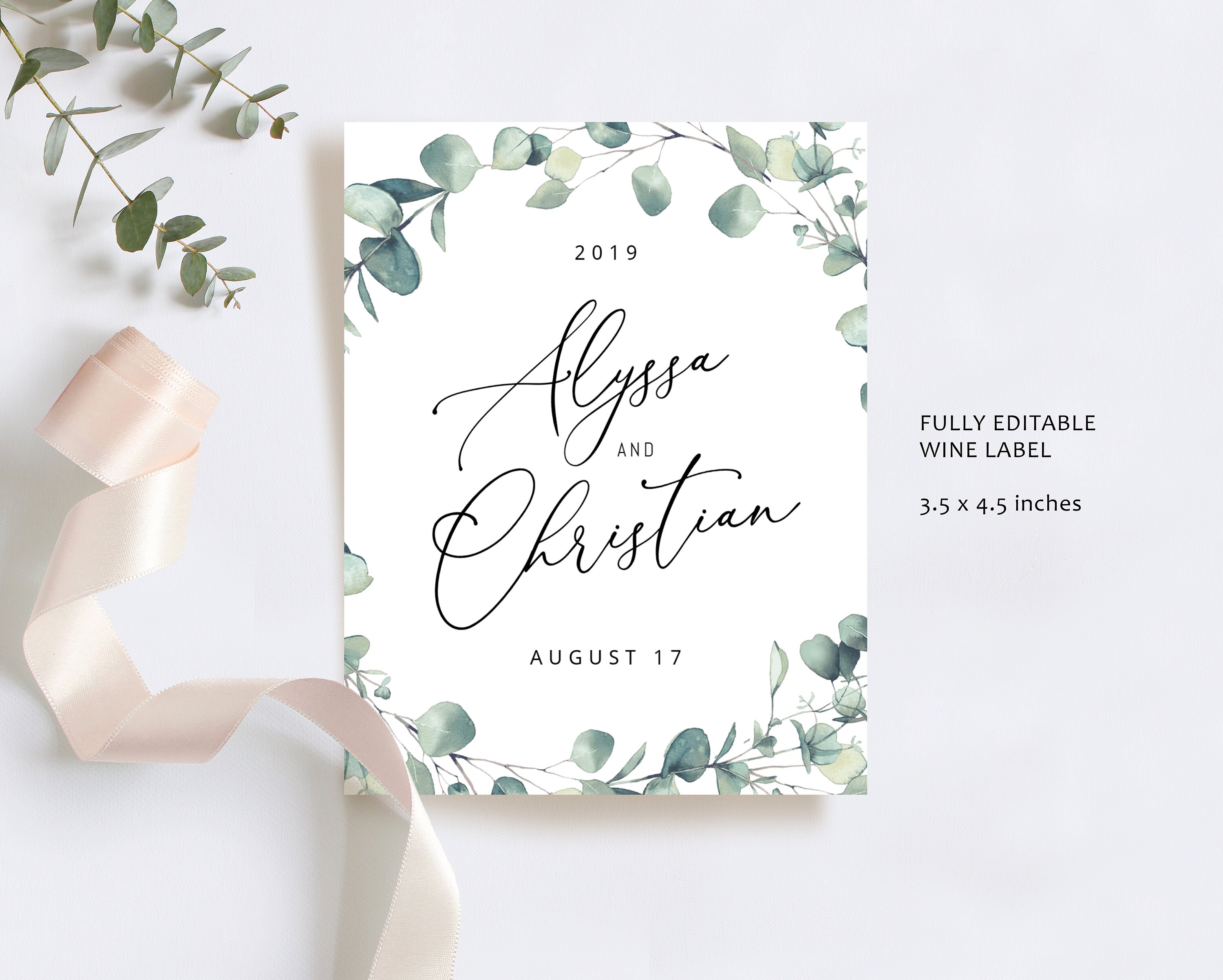 Serving & Dining Weddings LAILA Wine Bottle Label Template Boho ...