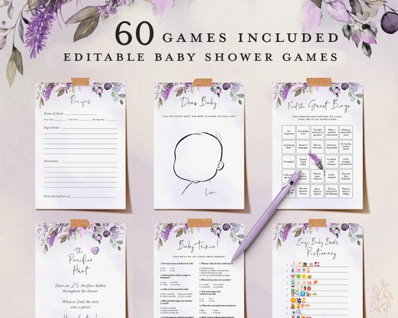 Purple Baby Shower Games Worksheet Free Baby Shower Games By Truly