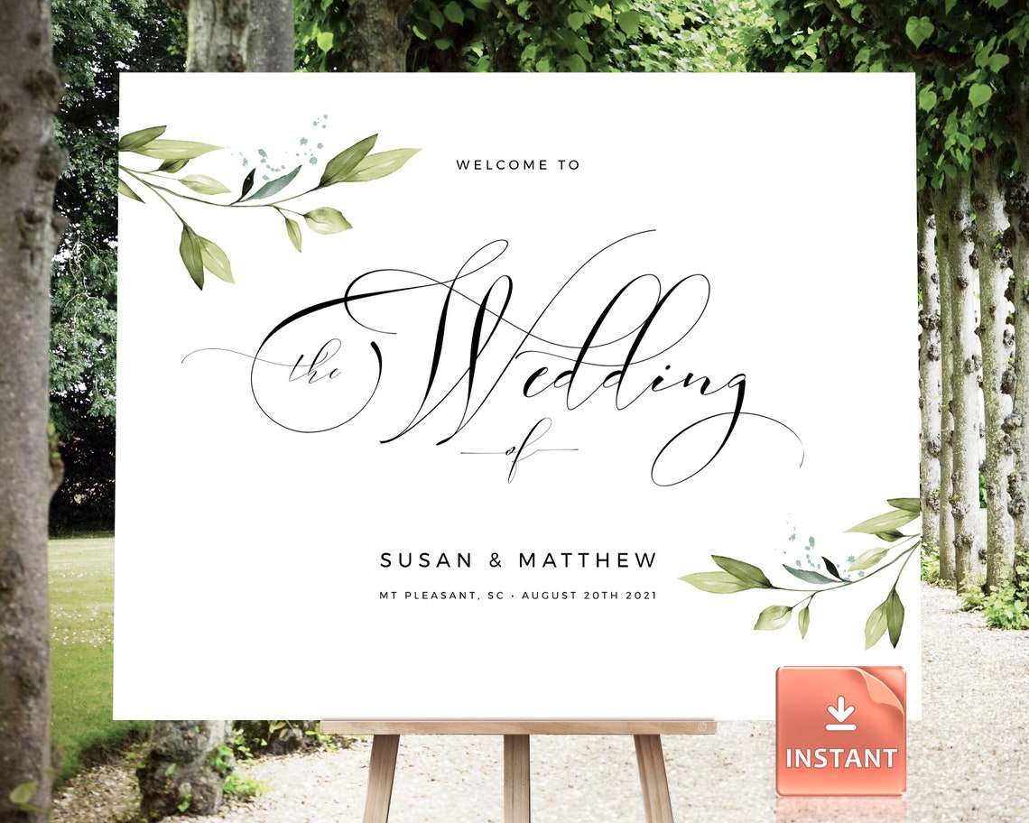 REESE Calligraphy Wedding Welcome Sign Custom Wedding Sign | Etsy