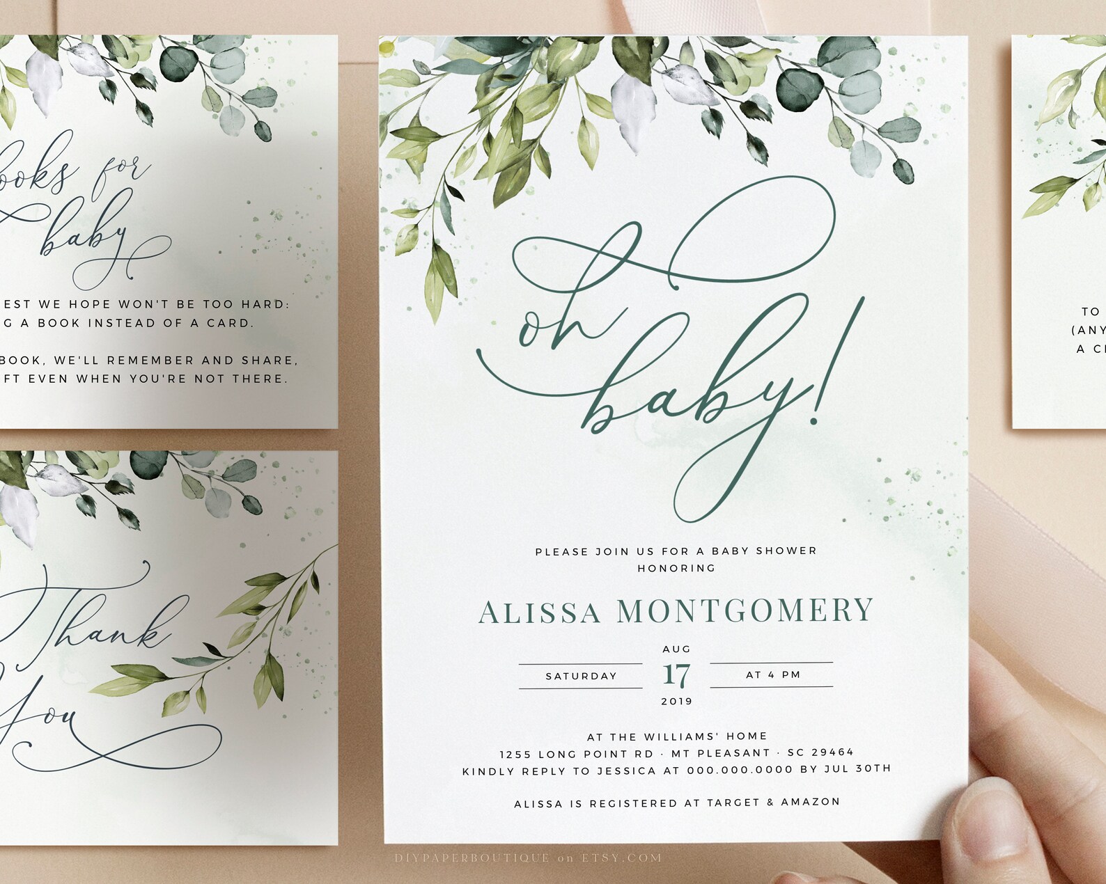 OH BABY Shower Invitations Baby Shower Templates Baby Shower | Etsy