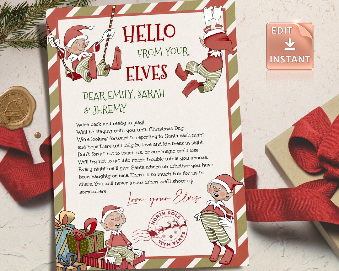 Elf Hello From Your Elves Editable Elf Letter, Elf Arrival Elf Letter ...
