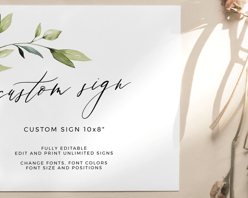 Printable Olive Wedding Sign Editable Custom Template Boho - Etsy