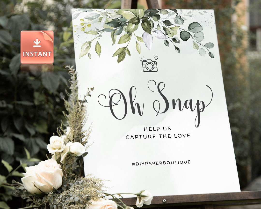 REESE - Oh Snap Sign, Minimalist Wedding Sign, Customizable Printable ...