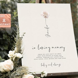 White Rose in Loving Memory Sign, Loving Memory Wedding Sign, Printable ...