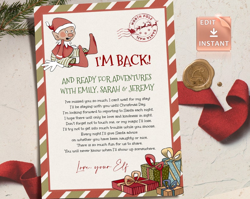 Printable Christmas Elf Letter to Kids From Elf Personalized - Etsy