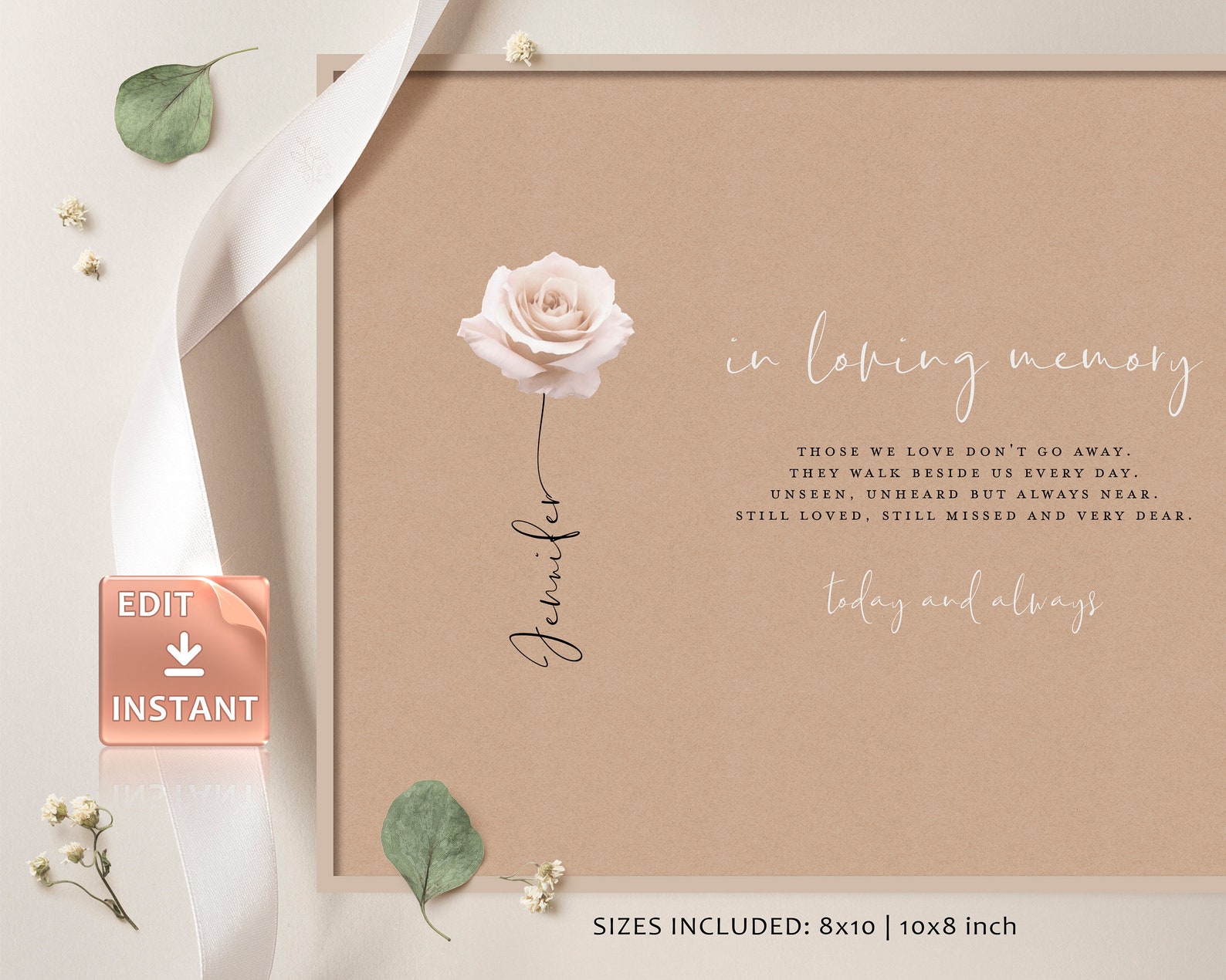 White Rose in Loving Memory Sign Loving Memory Wedding Sign - Etsy