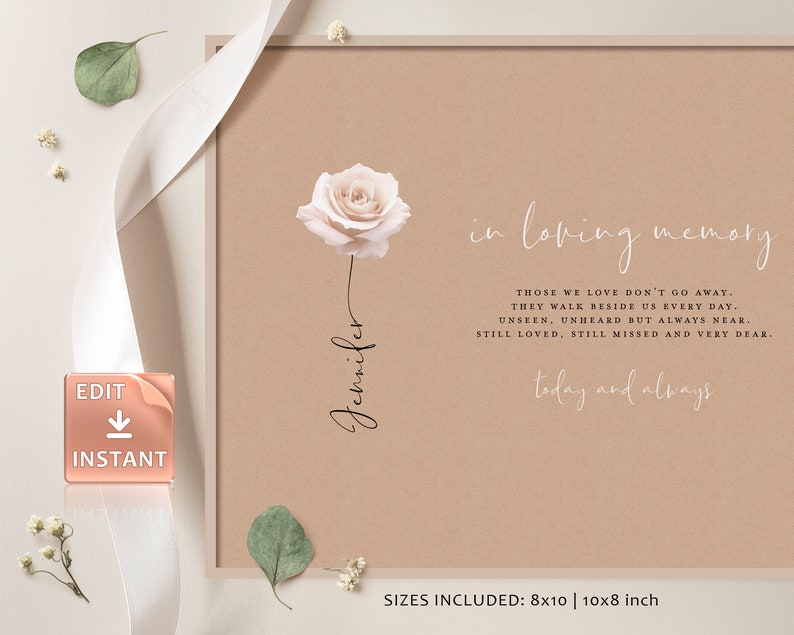 White Rose in Loving Memory Sign Loving Memory Wedding Sign - Etsy