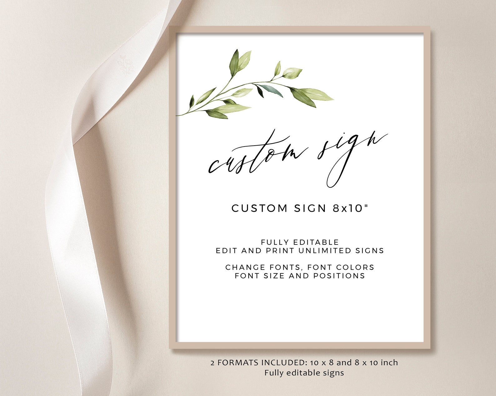 Printable Olive Wedding Sign Editable Custom Template Boho - Etsy