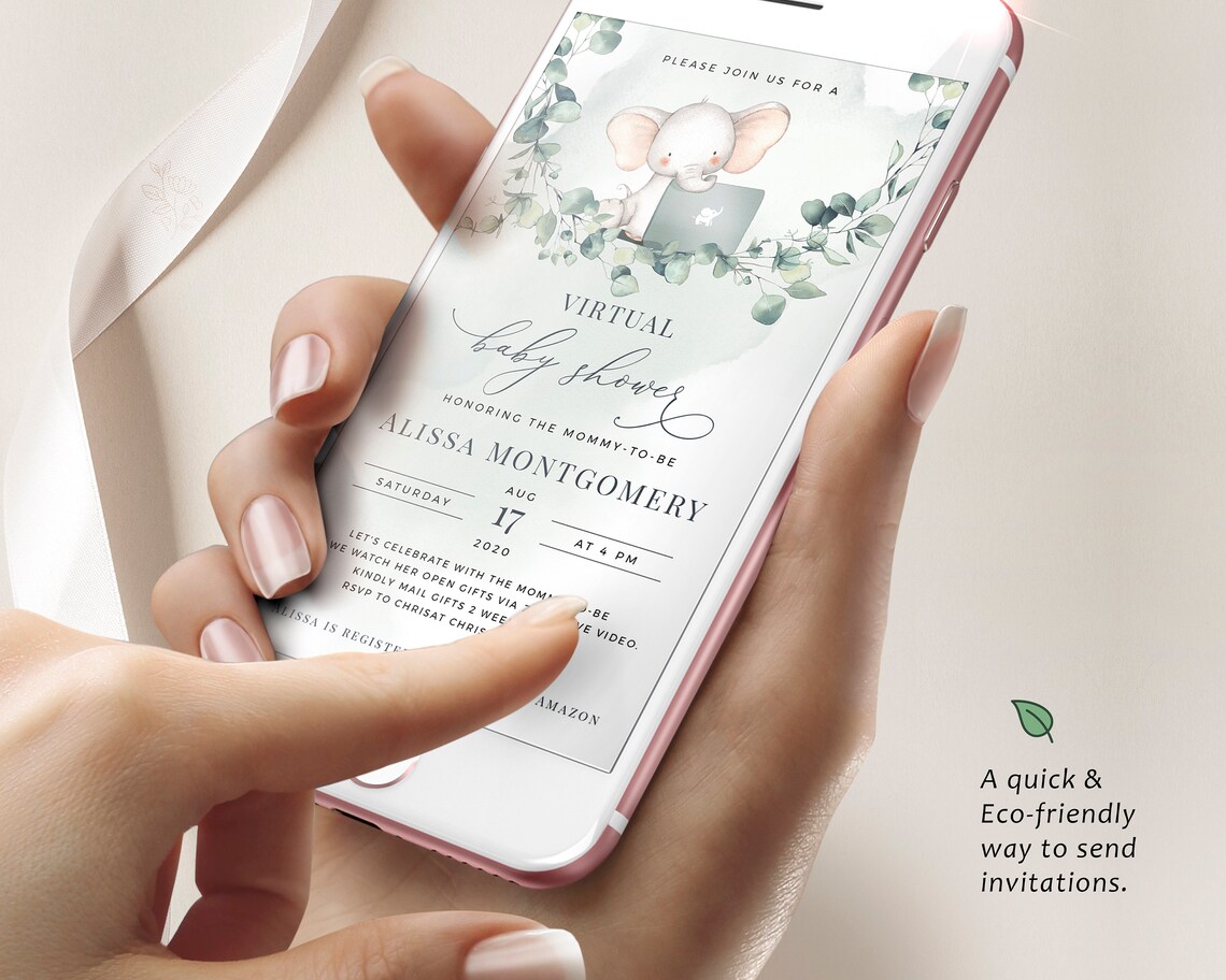 JOY Virtual Baby Shower Digital Invitation Electronic Long - Etsy