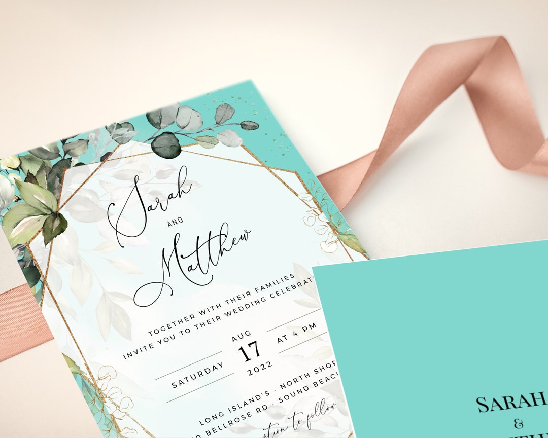 TIFFANY Wedding Invitation Template, Printable Wedding Invite Template ...