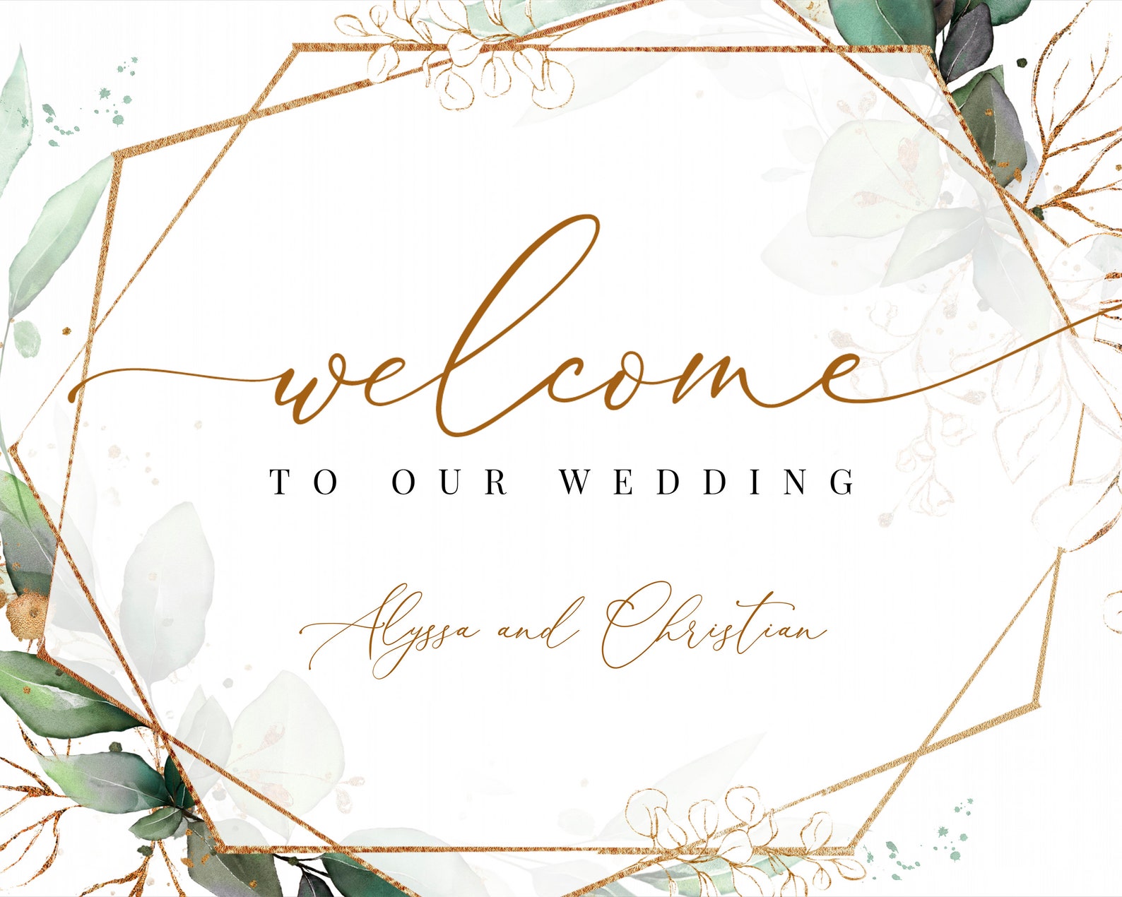 CLEO Wedding Welcome Sign Geometric Faux Gold Custom Sign - Etsy