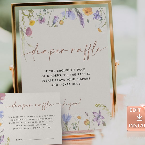 Wildflower Diaper Raffle Template - Etsy