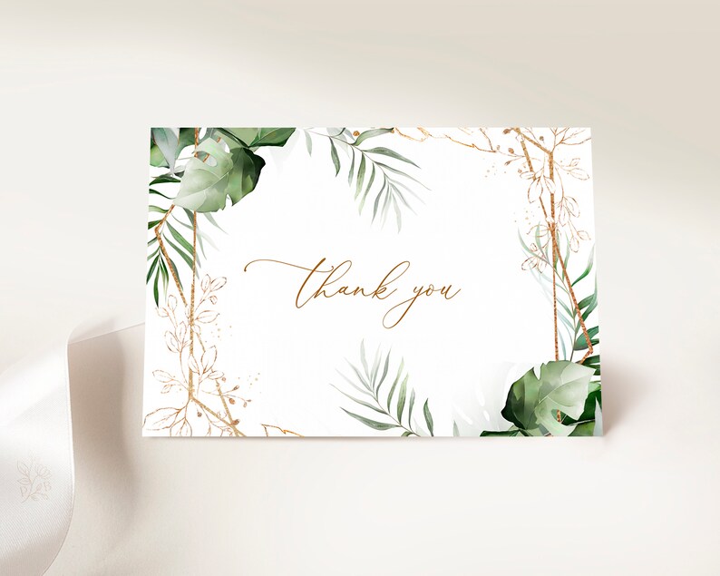 PAIGE Tropical Thank You Card Printable Botanical Greenery - Etsy