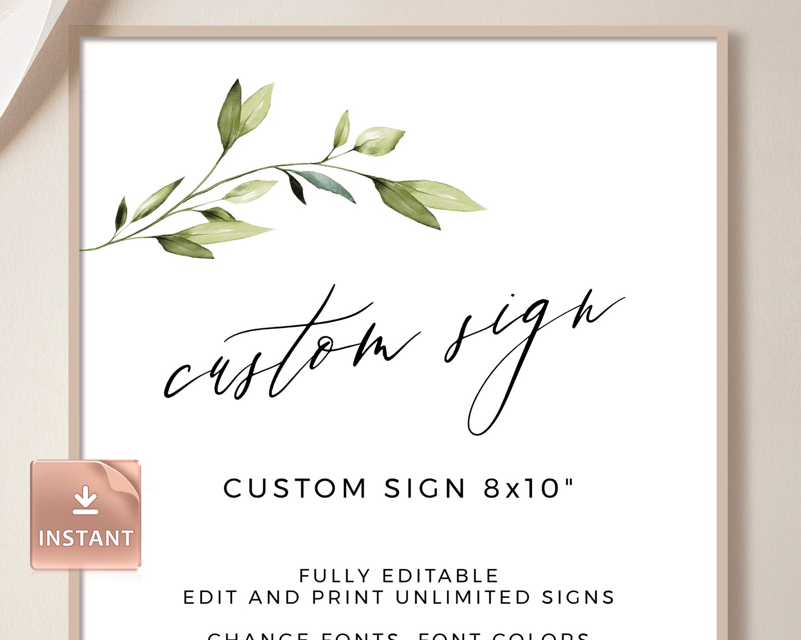 Printable Olive Wedding Sign Editable Custom Template Boho - Etsy