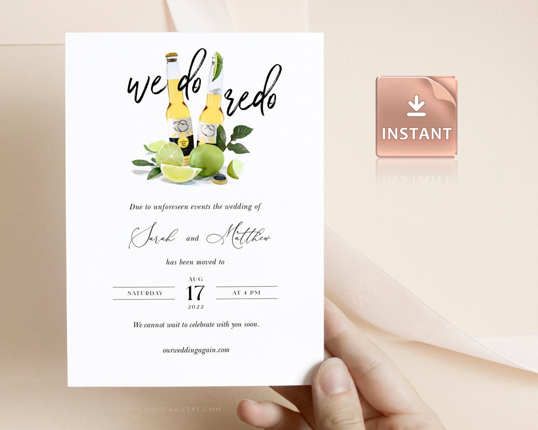 We Do Redo, Wedding Date Change, Funny Change of Plans Invitation ...