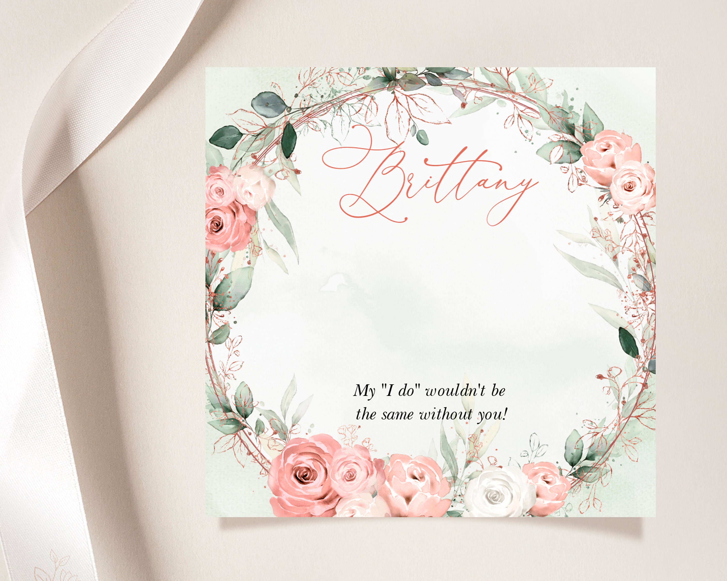 SIRI Dusty Rose Printable Necklace Cards Editable Custom | Etsy