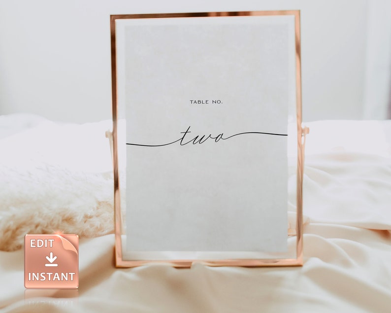 ELLE Calligraphy Wedding Table Number Template Simple Table | Etsy