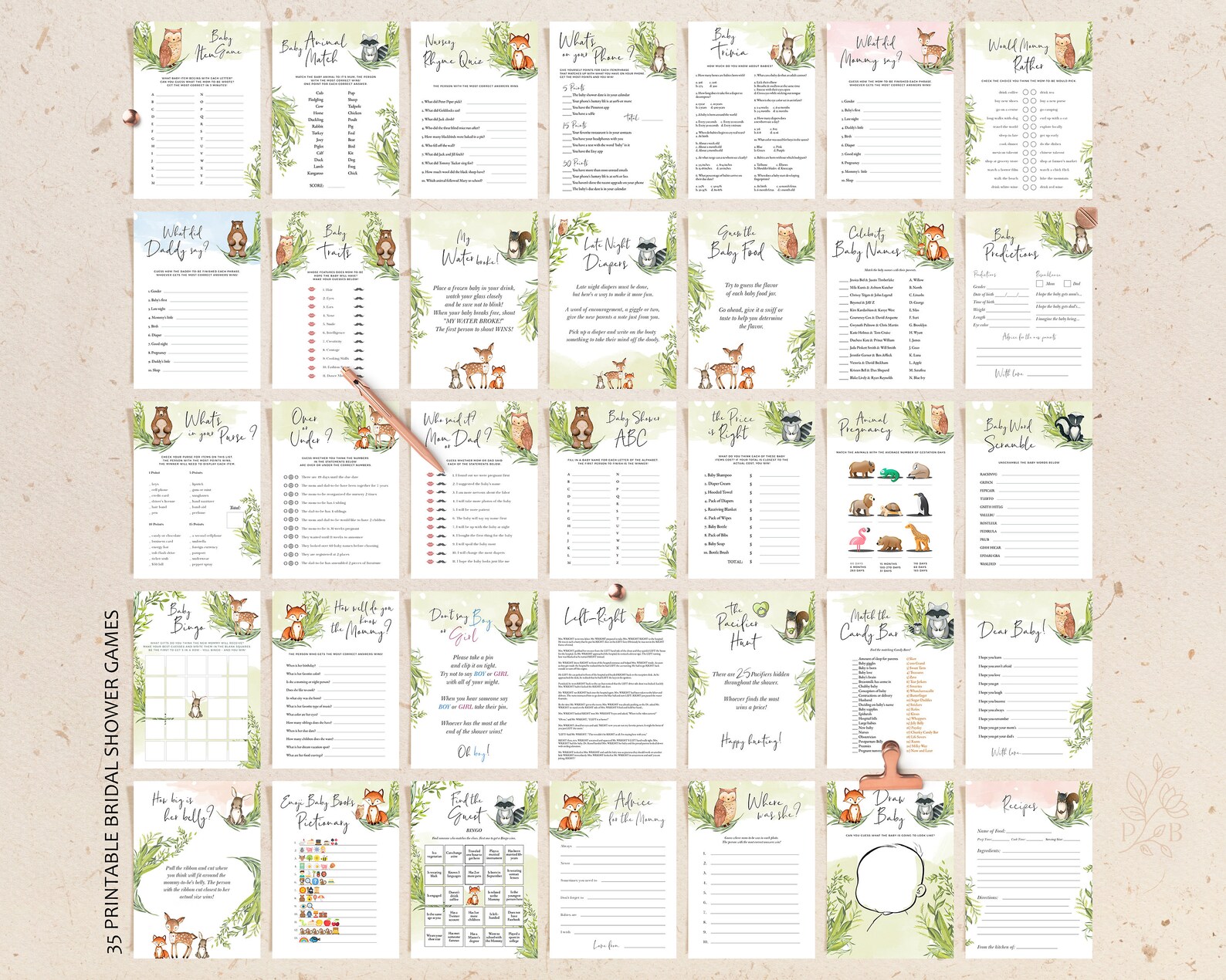 WOODLAND Emoji Pictionary 34 Printable Baby Shower Games, Who Said It ...