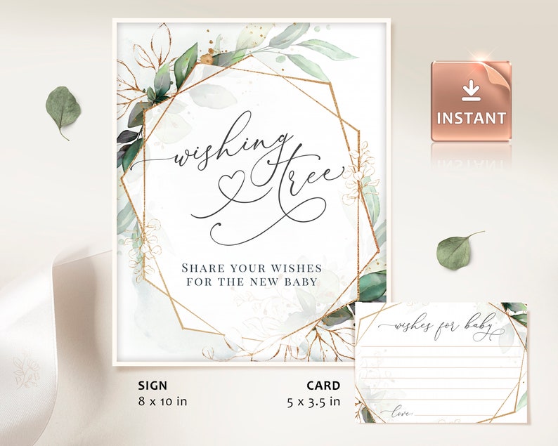Wishing Tree Baby Shower Sign & Cards: Gender Neutral Printable ...