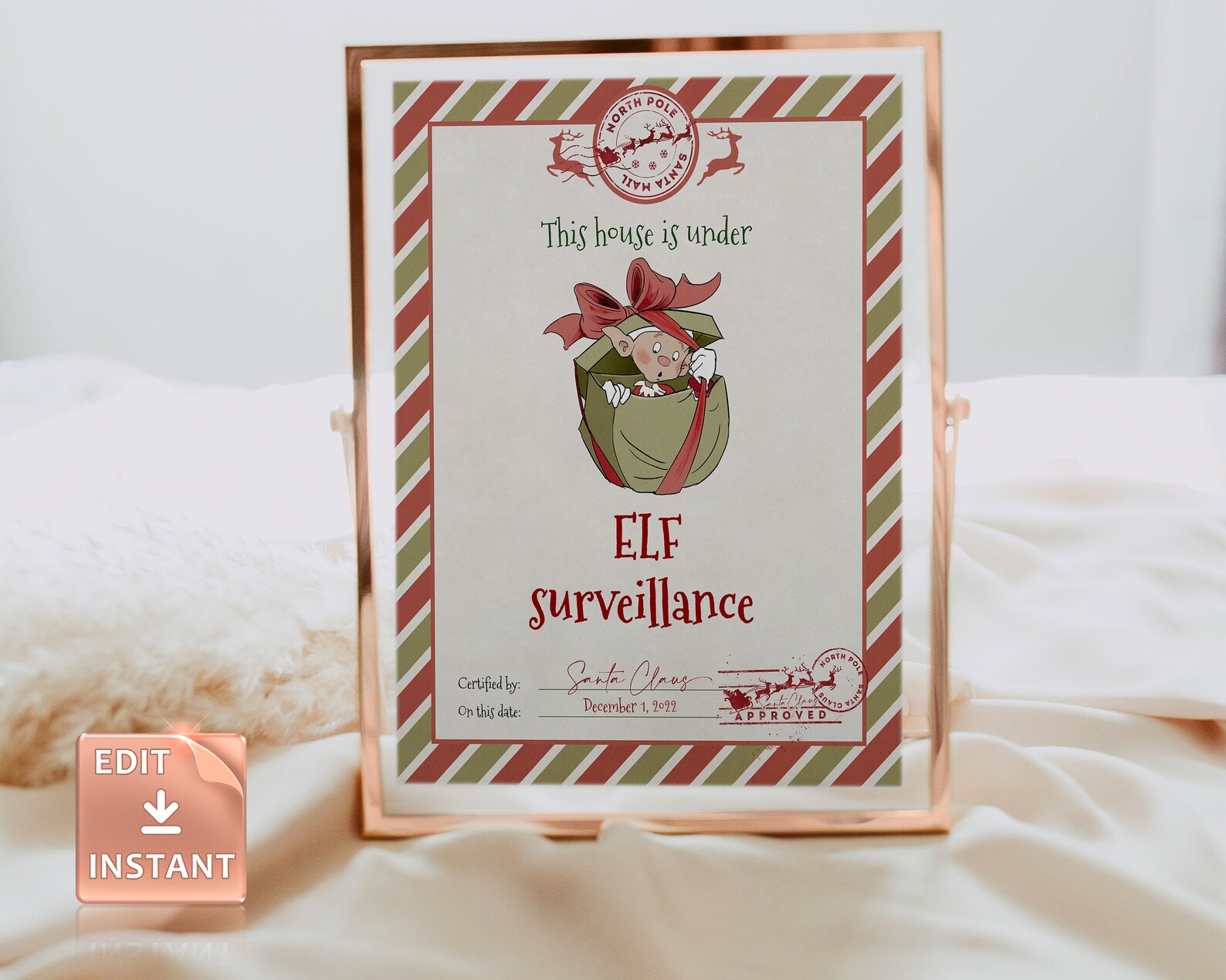 Elf Surveillance Sign Editable Christmas Sign Elf Accessories - Etsy