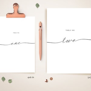 ELLE - Calligraphy Wedding Table Number Template, Simple Table Numbers ...