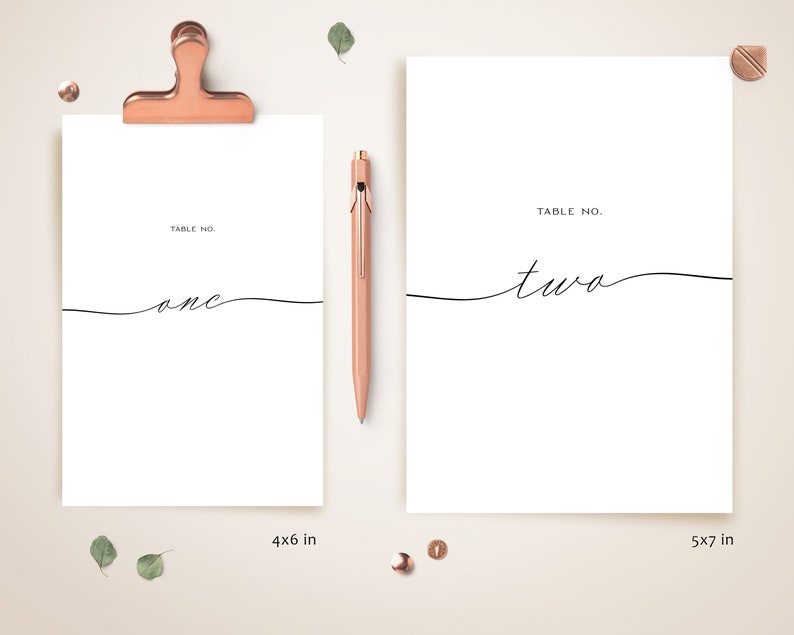 ELLE Calligraphy Wedding Table Number Template Simple Table | Etsy