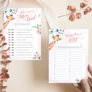 GIO - Pink Giraffe Baby Shower Games, Editable Games Bundle, Download ...