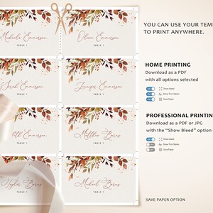 SIENNA - Fall Table Name Cards, Name Signs, Autumn Wedding Table Signs ...