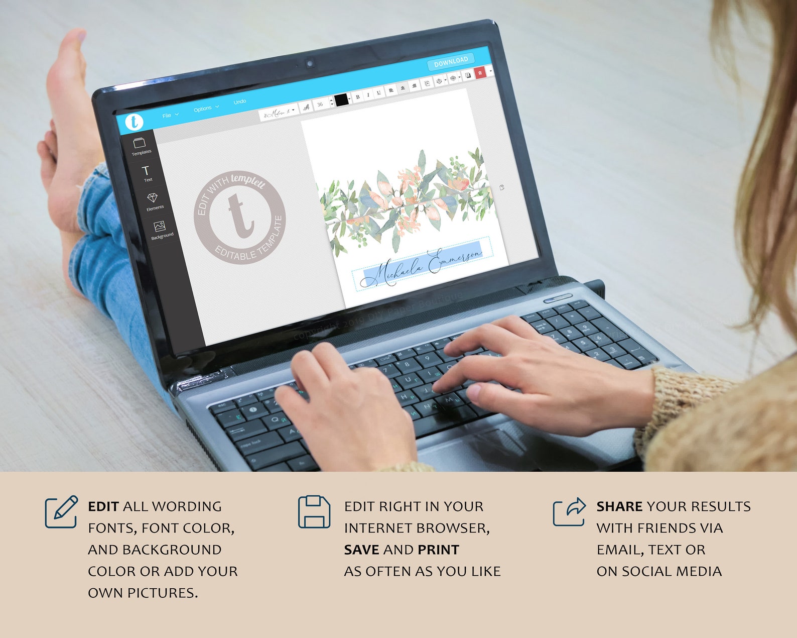 TIFF Printable Table Name Card Wedding Place Cards Blush - Etsy