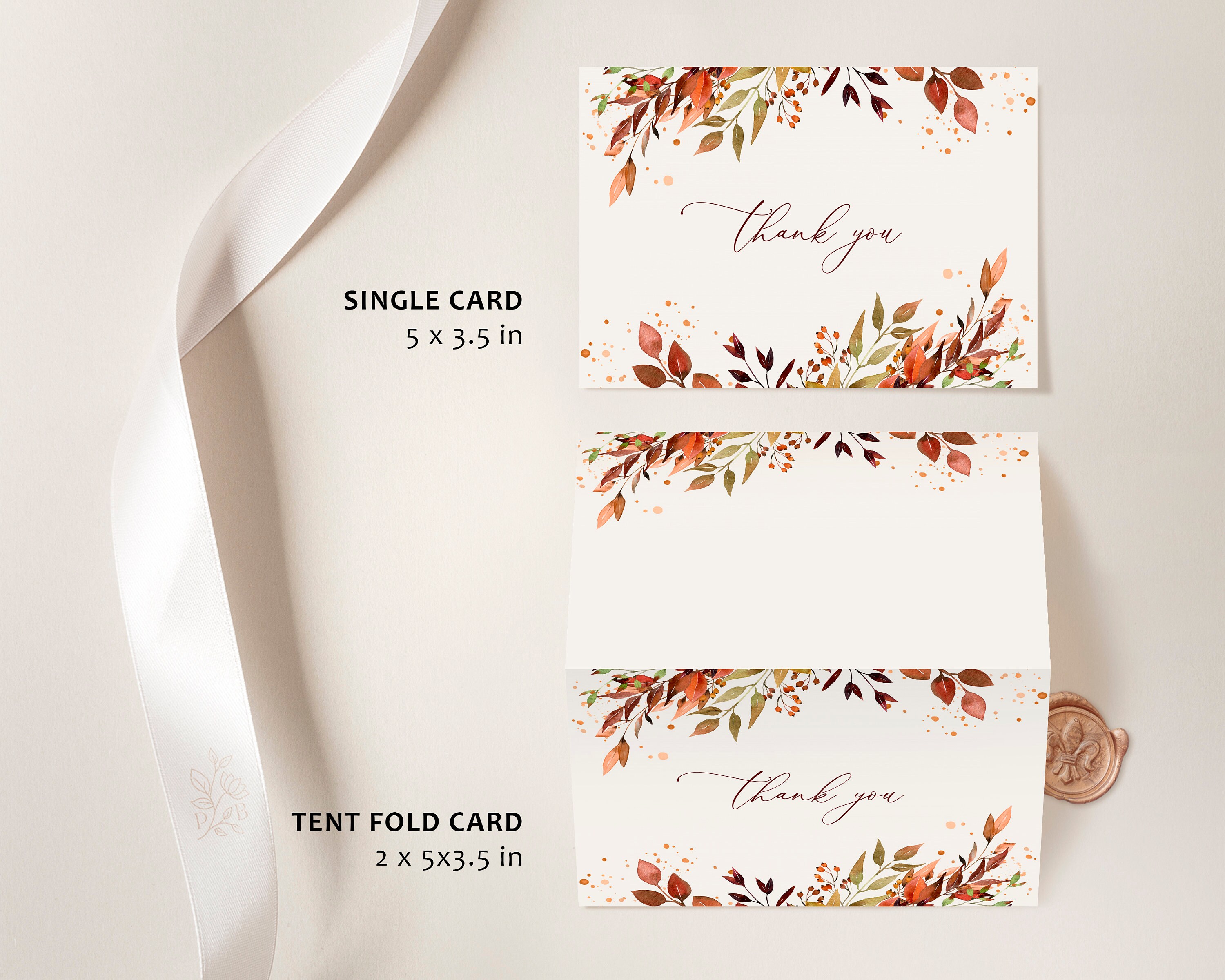 SIENNA Printable Thank You Card Fall Watercolor Greenery | Etsy