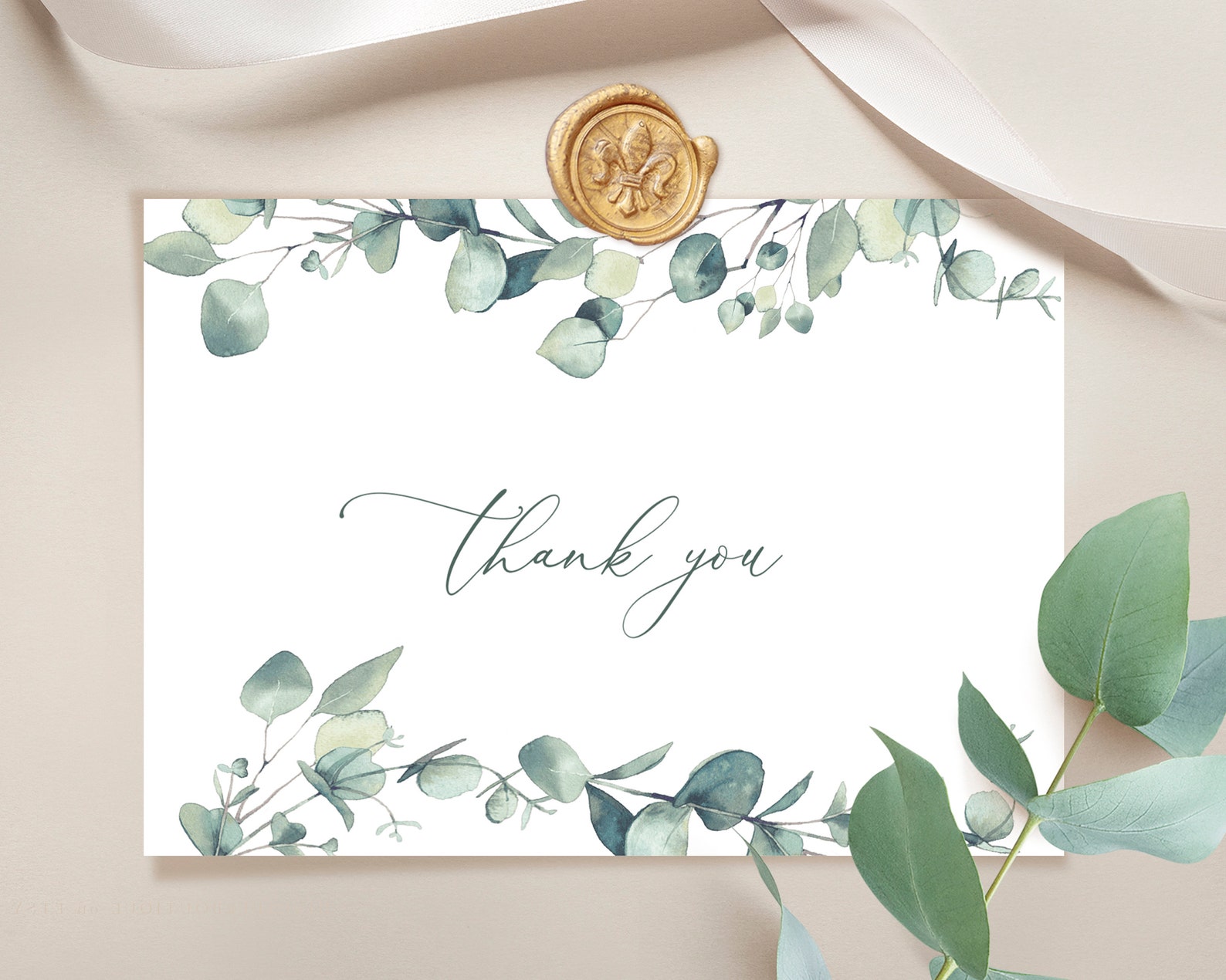LAILA Printable Thank You Card Eucalyptus Watercolor | Etsy
