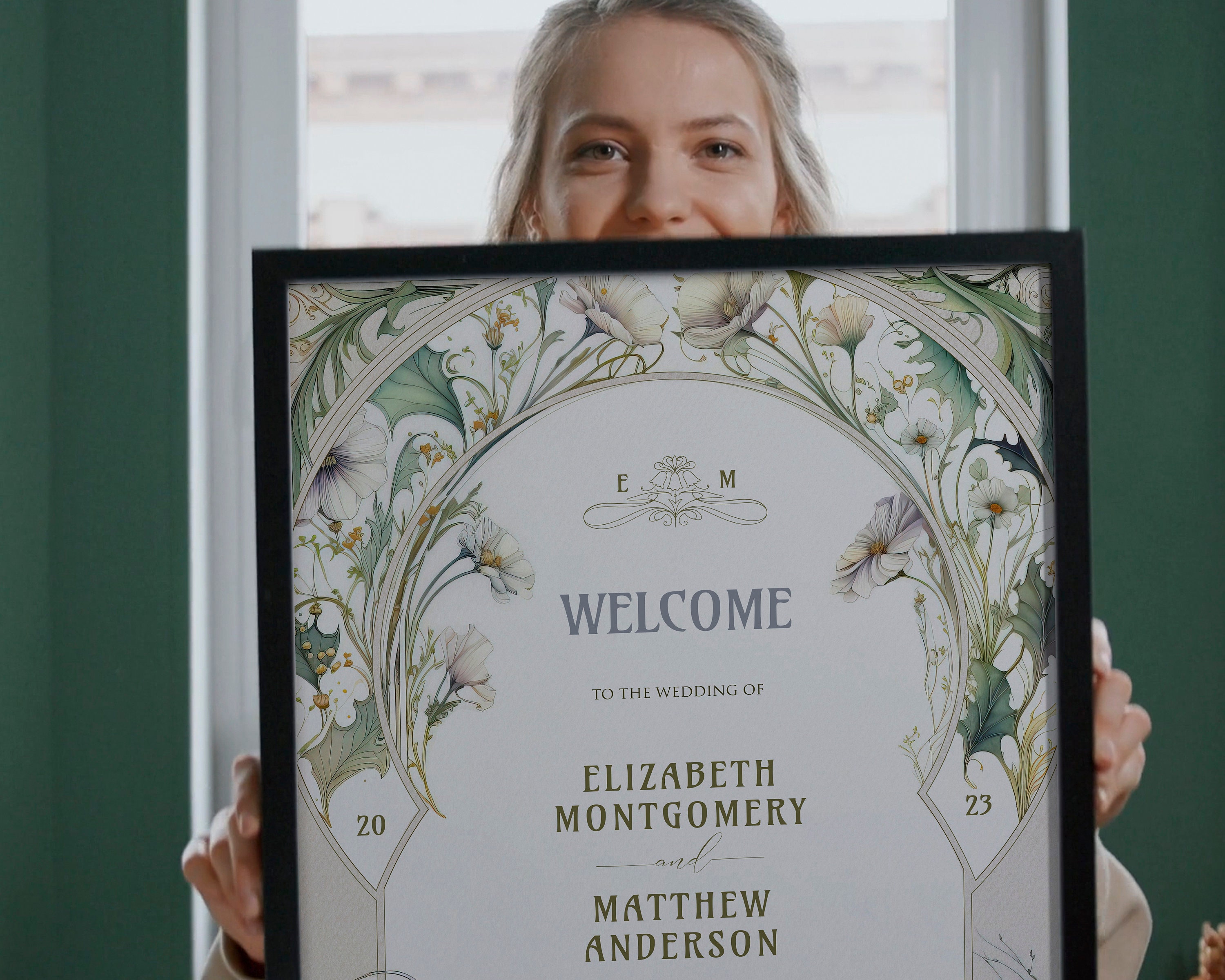 Vintage Daisy Welcome Sign Wedding Template Art Nouveau Mucha - Etsy