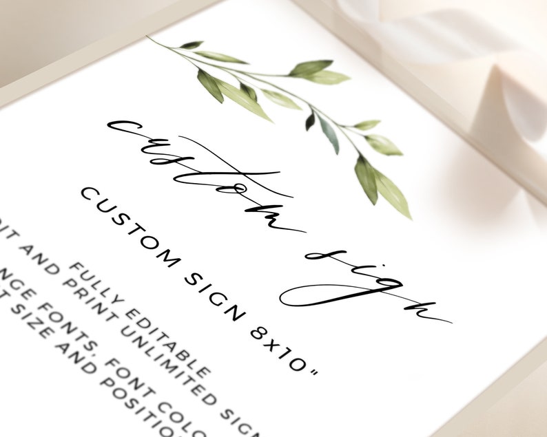 Printable Olive Wedding Sign Editable Custom Template Boho - Etsy