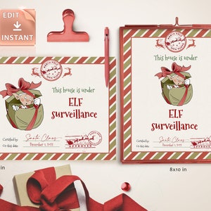 Elf Surveillance Sign Editable Christmas Sign Elf Accessories Printable ...