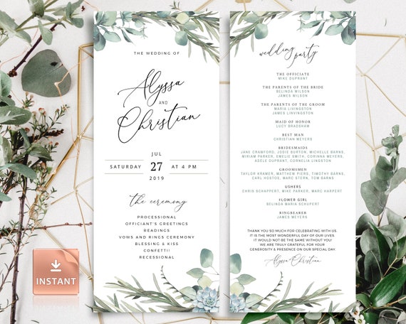 Christian Wedding Ceremony Program