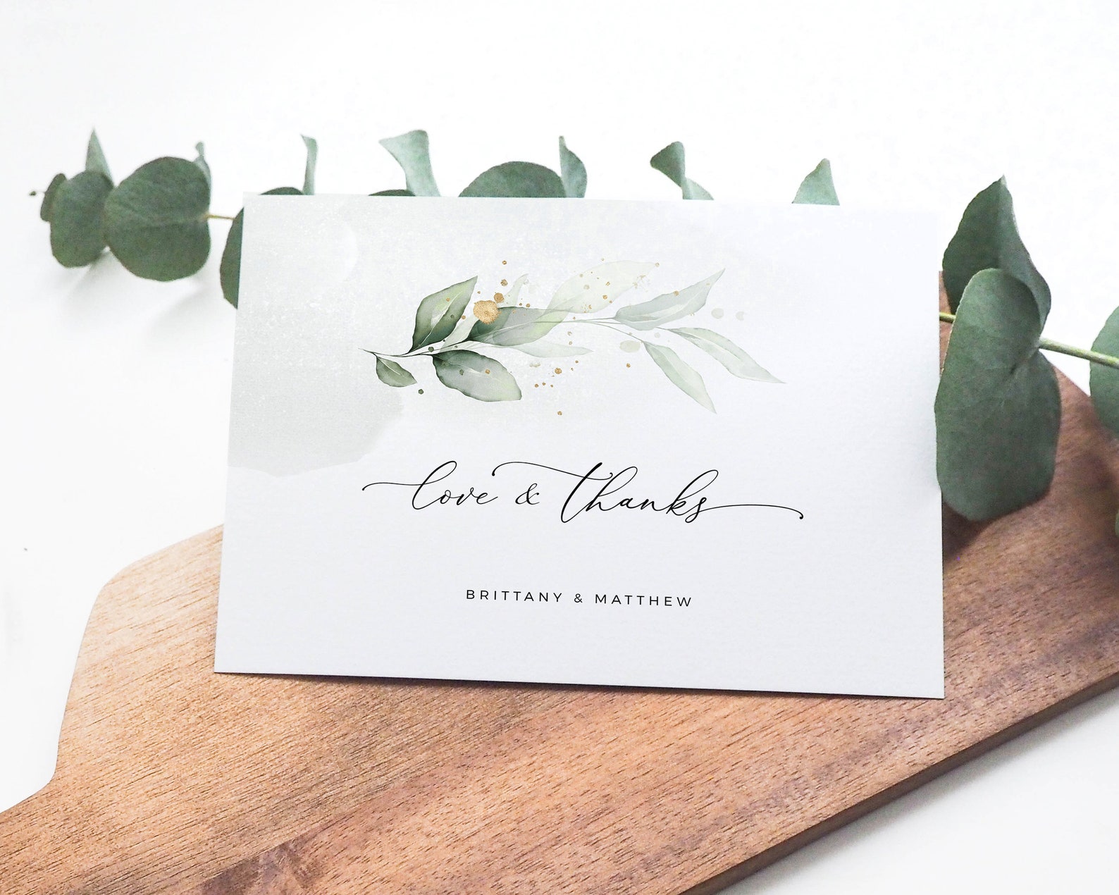 CLEO Boho Printable Thank You Card Eucalyptus Watercolor | Etsy