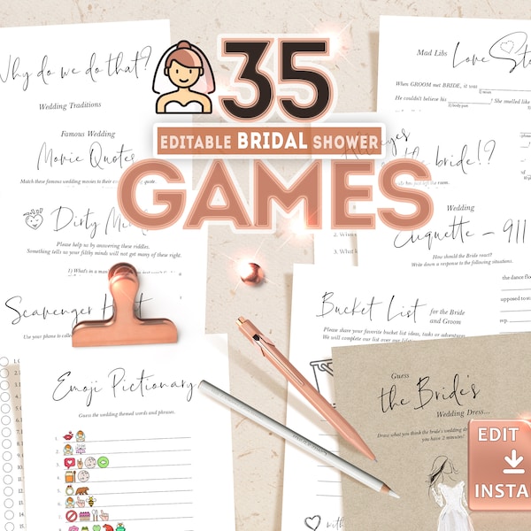 35 Printable Bridal Shower Games - Etsy