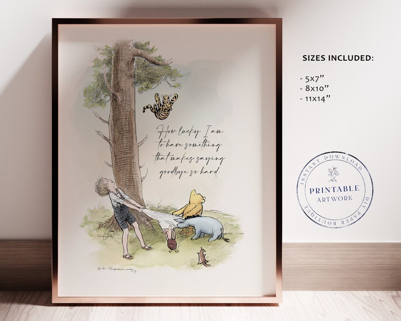 Winnie-the-pooh 'saying Goodbye' Printable Poster: Classic Nursery Art ...
