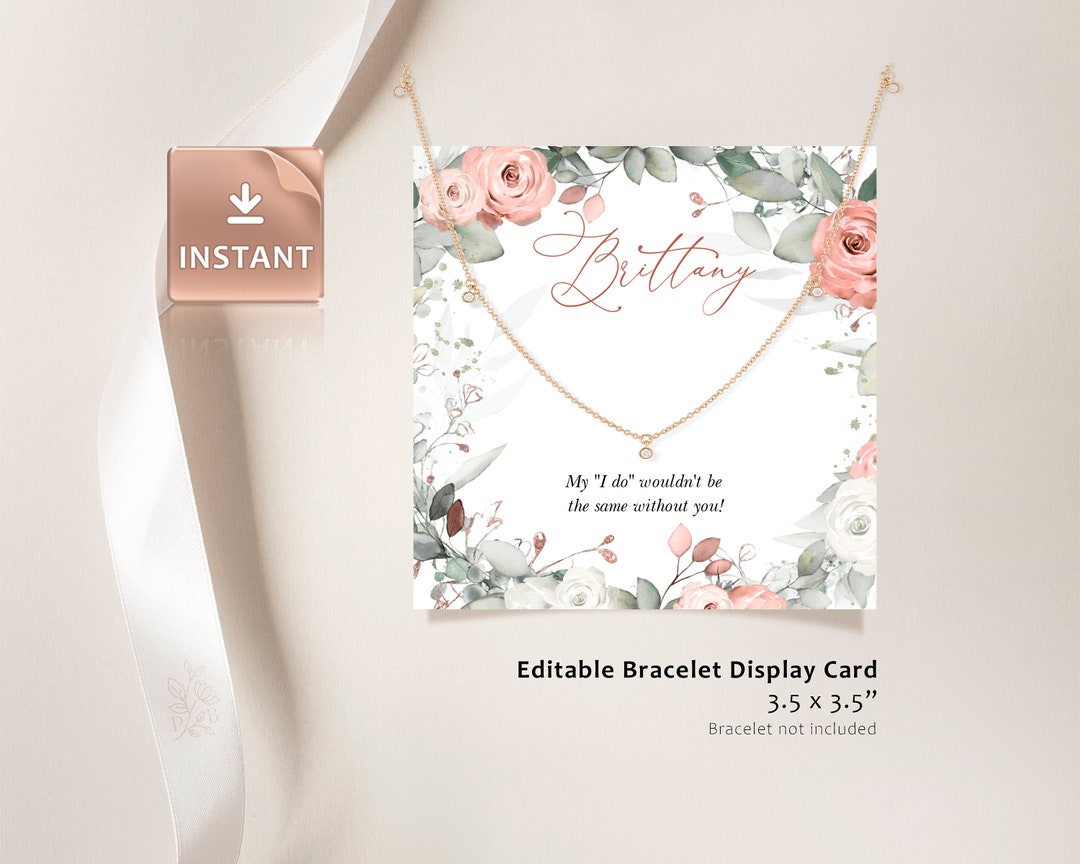 SIRI - Editable Custom Bracelet Display Card, Printable Necklace Cards ...