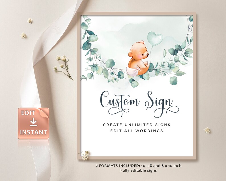 Booboo Printable Bear Sign for Baby Shower Custom Sign - Etsy