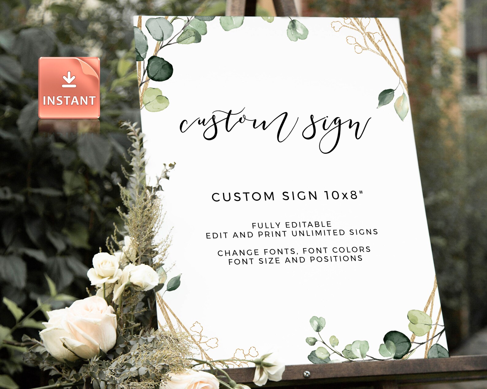 ELISA Eucalyptus Custom Sign Editable Wedding Sign | Etsy