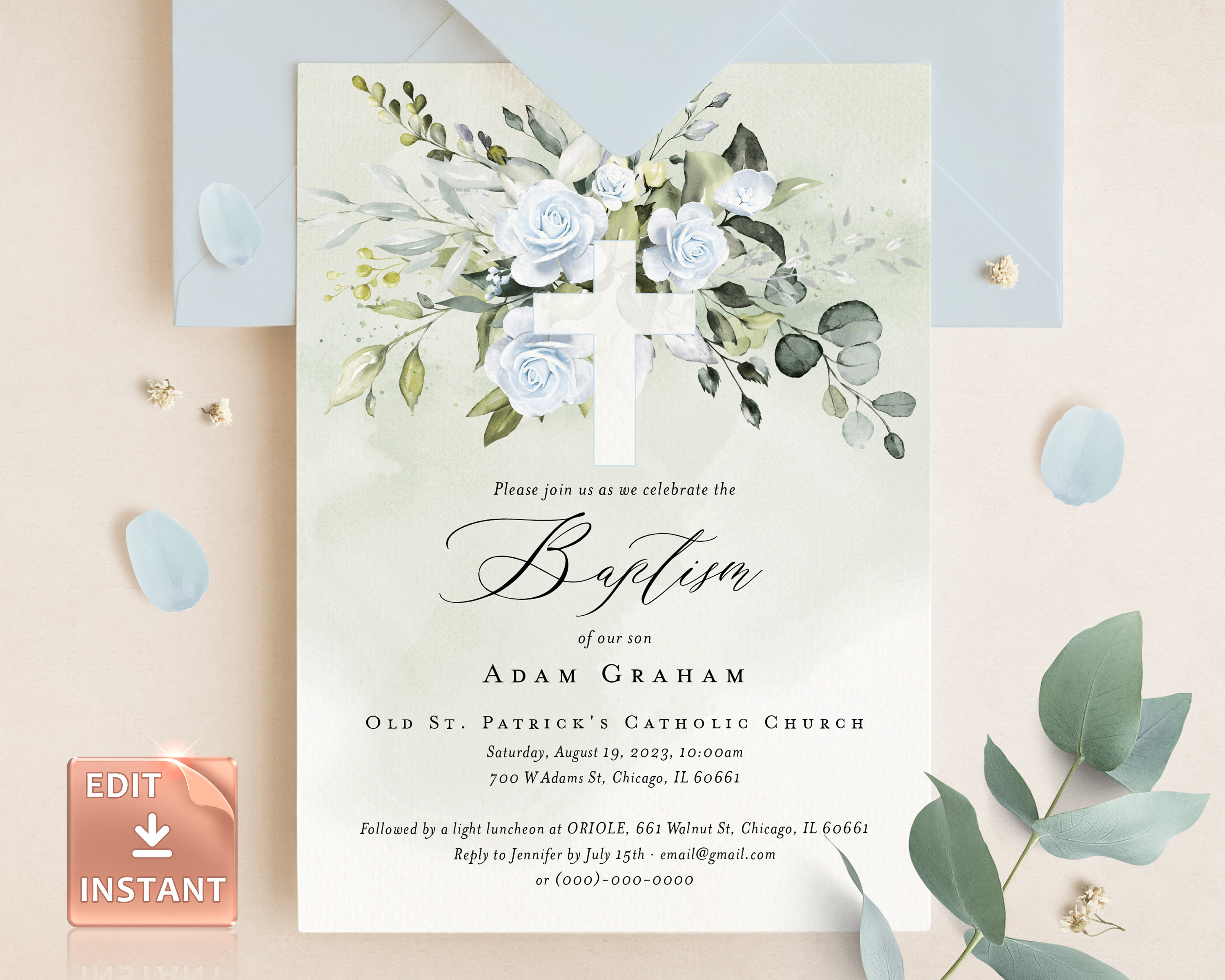 Template Editable Baptism Invite Printable Baptism Invites Baby ...