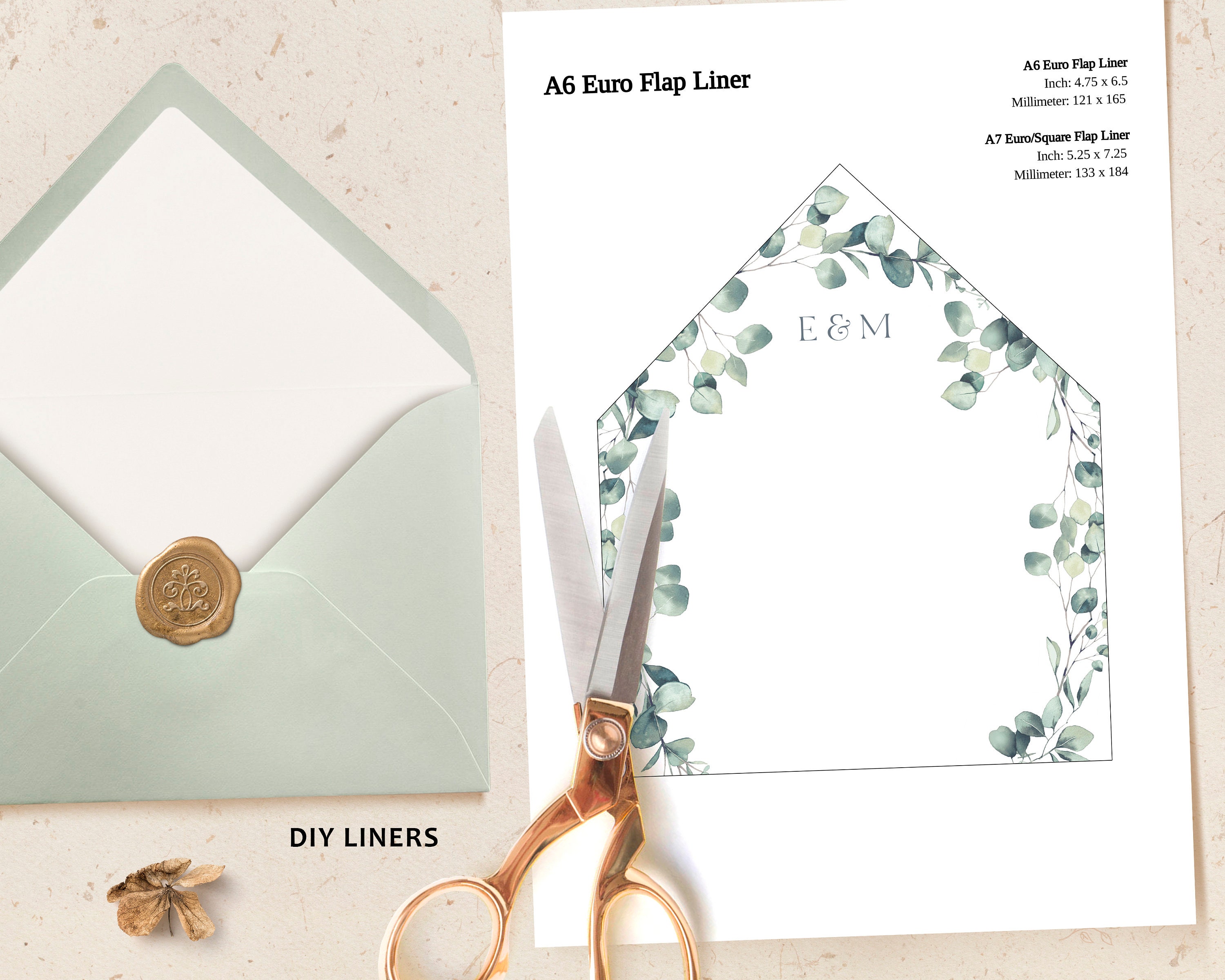 LAILA Printable Envelope Liner A6 and A7 Euro Flap & Square - Etsy