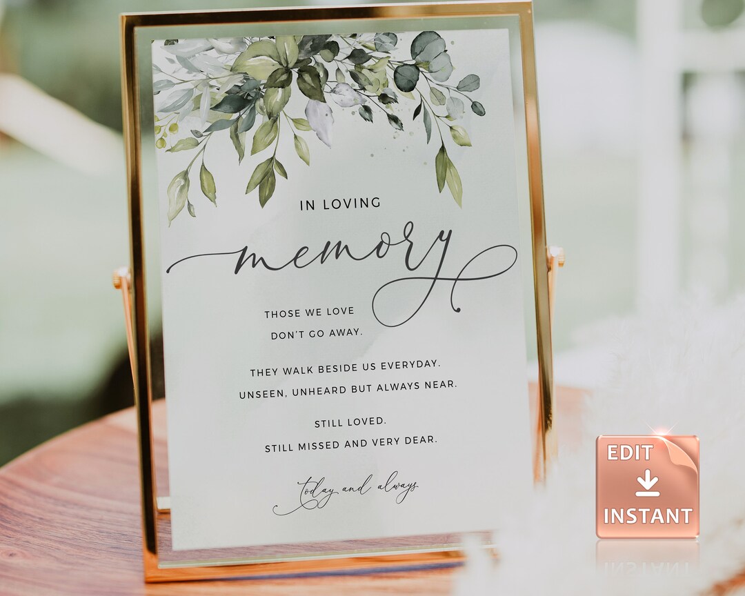 REESE - in Loving Memory Sign, Loving Memory Wedding Sign, Printable in ...