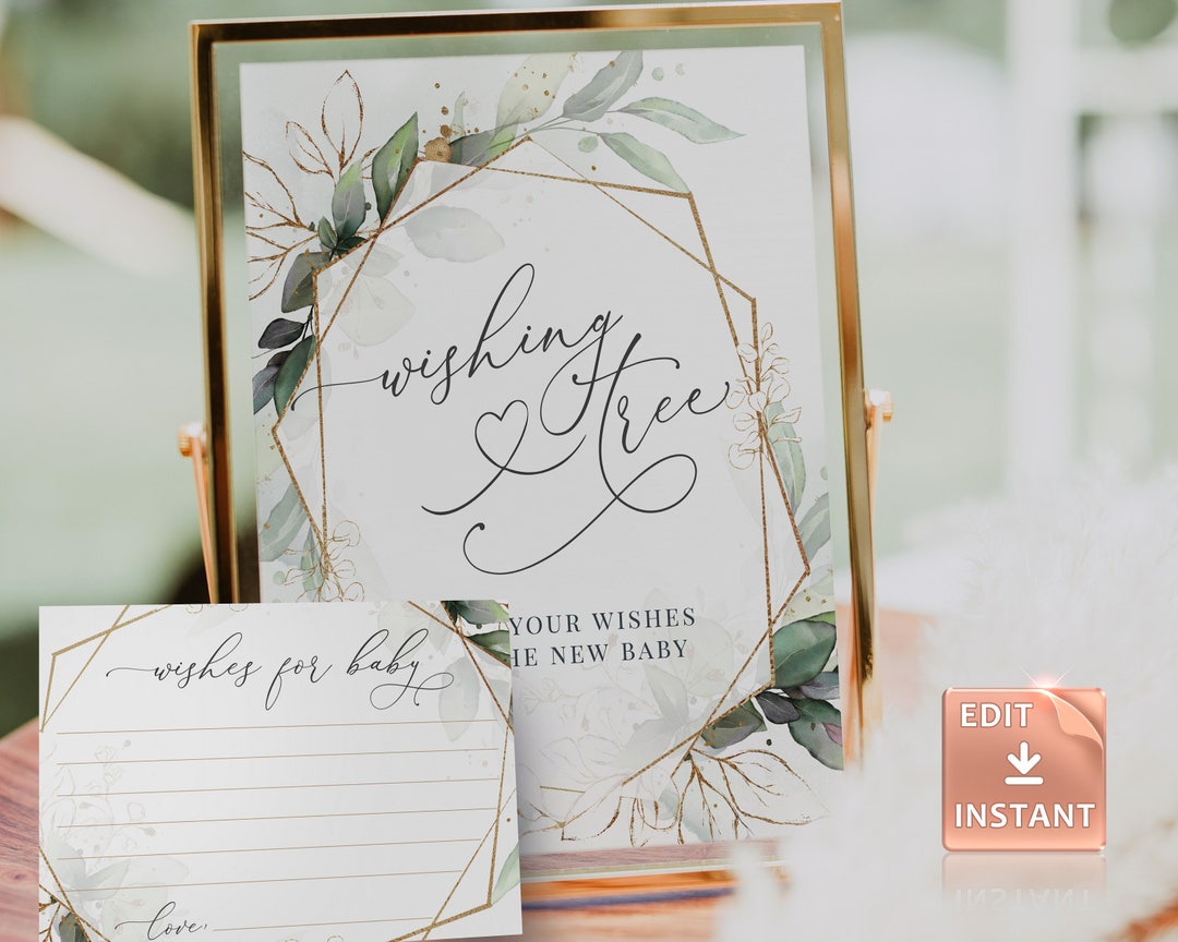 Wishing Tree Baby Shower Sign & Cards: Gender Neutral Printable ...
