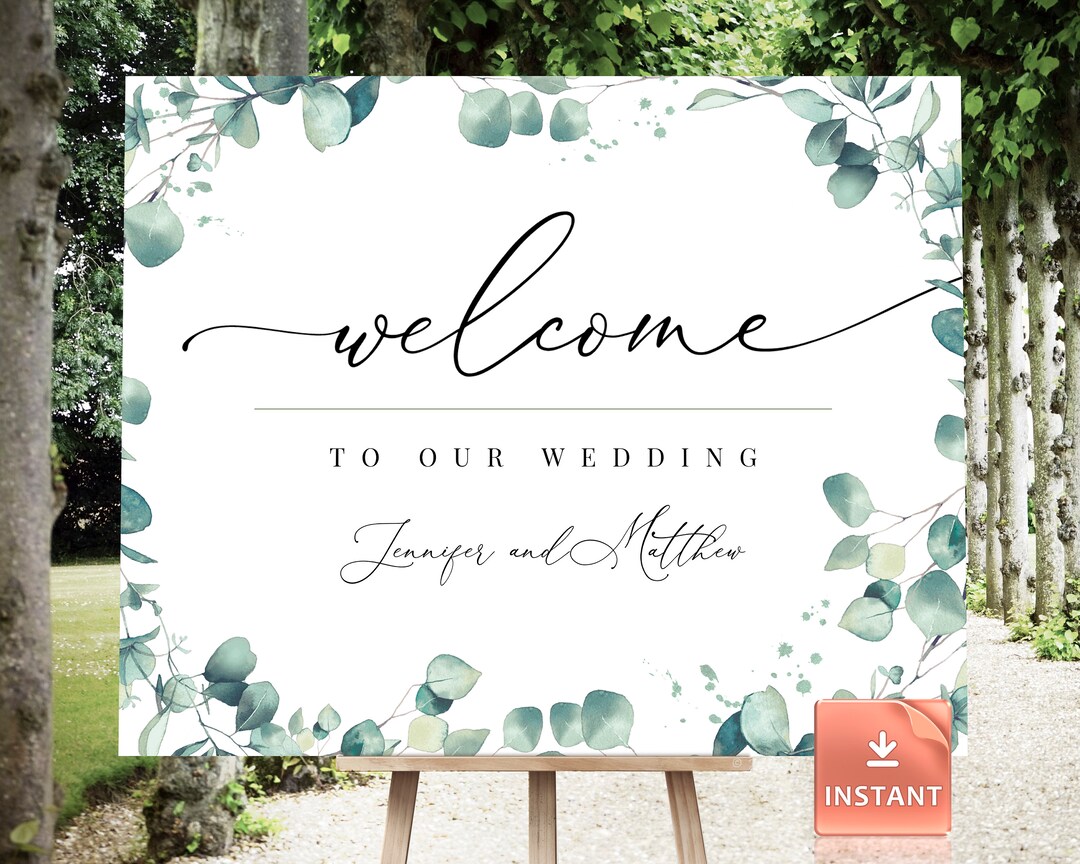 LAILA - Eucalyptus Wedding Welcome Sign, Large Welcome Sign, Welcome ...