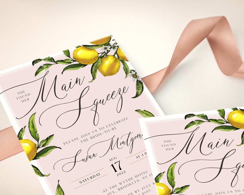 LEMON Main Squeeze Bridal Shower Invitation Lemon Bridal | Etsy