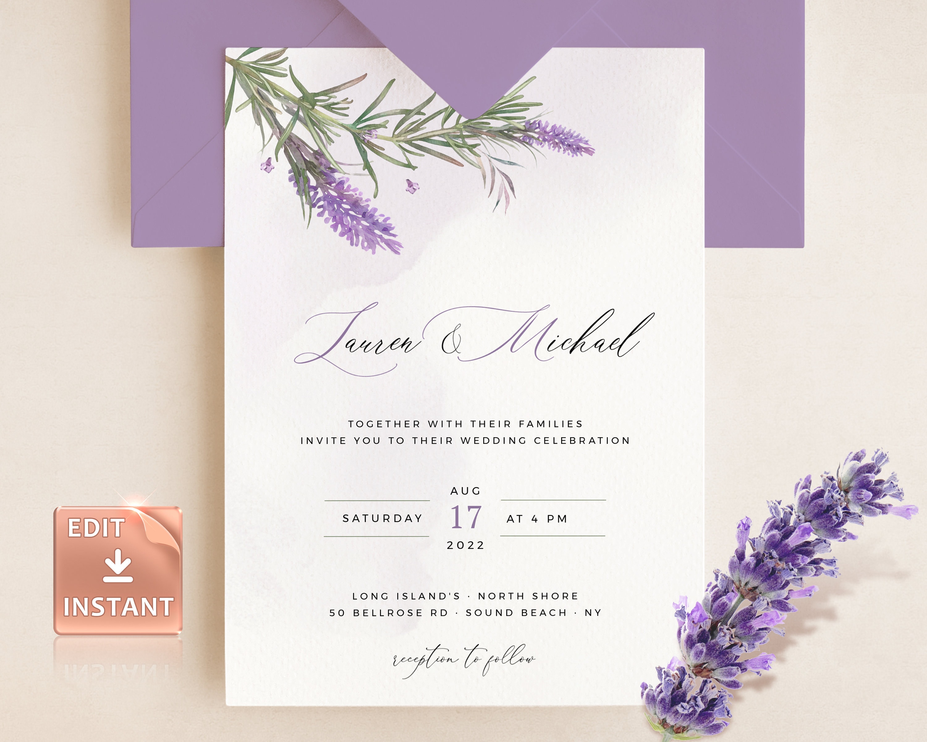 Lavender Wedding Invitation Templates