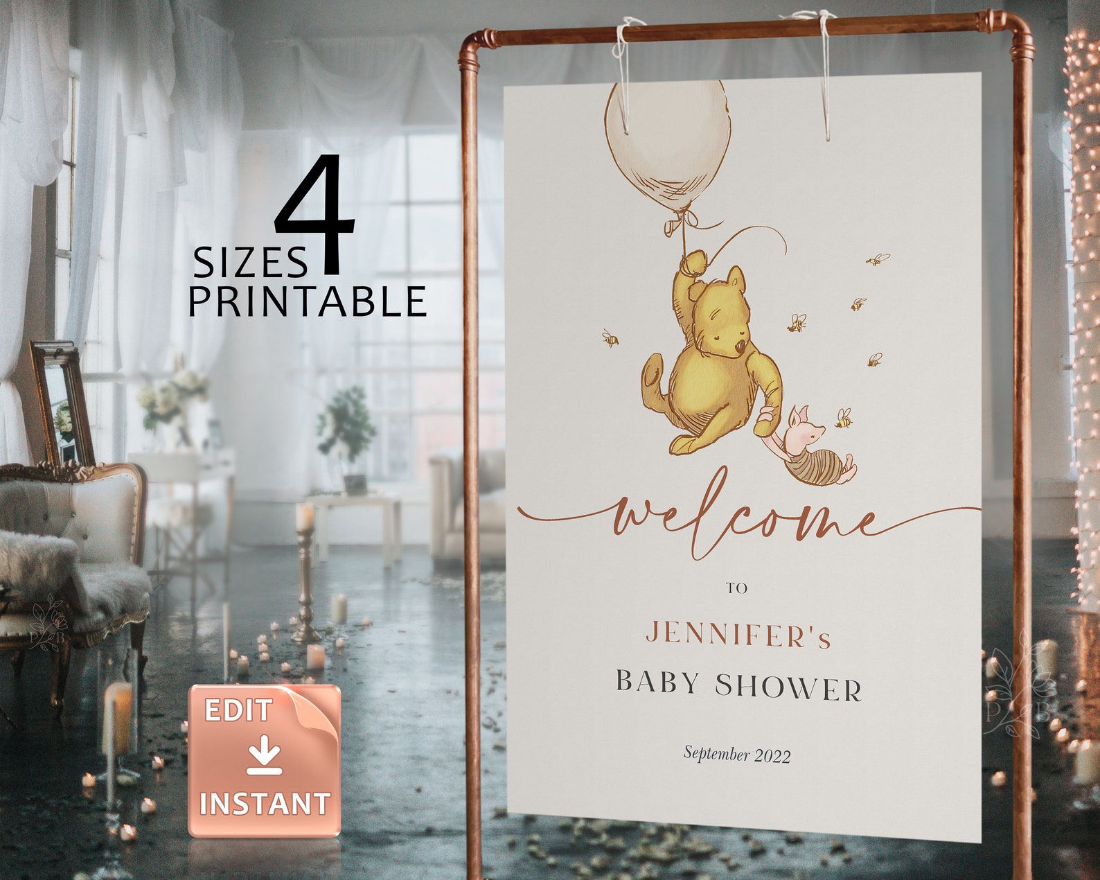 Classic Winnie-the-pooh Welcome Sign Pooh Baby Sprinkle - Etsy