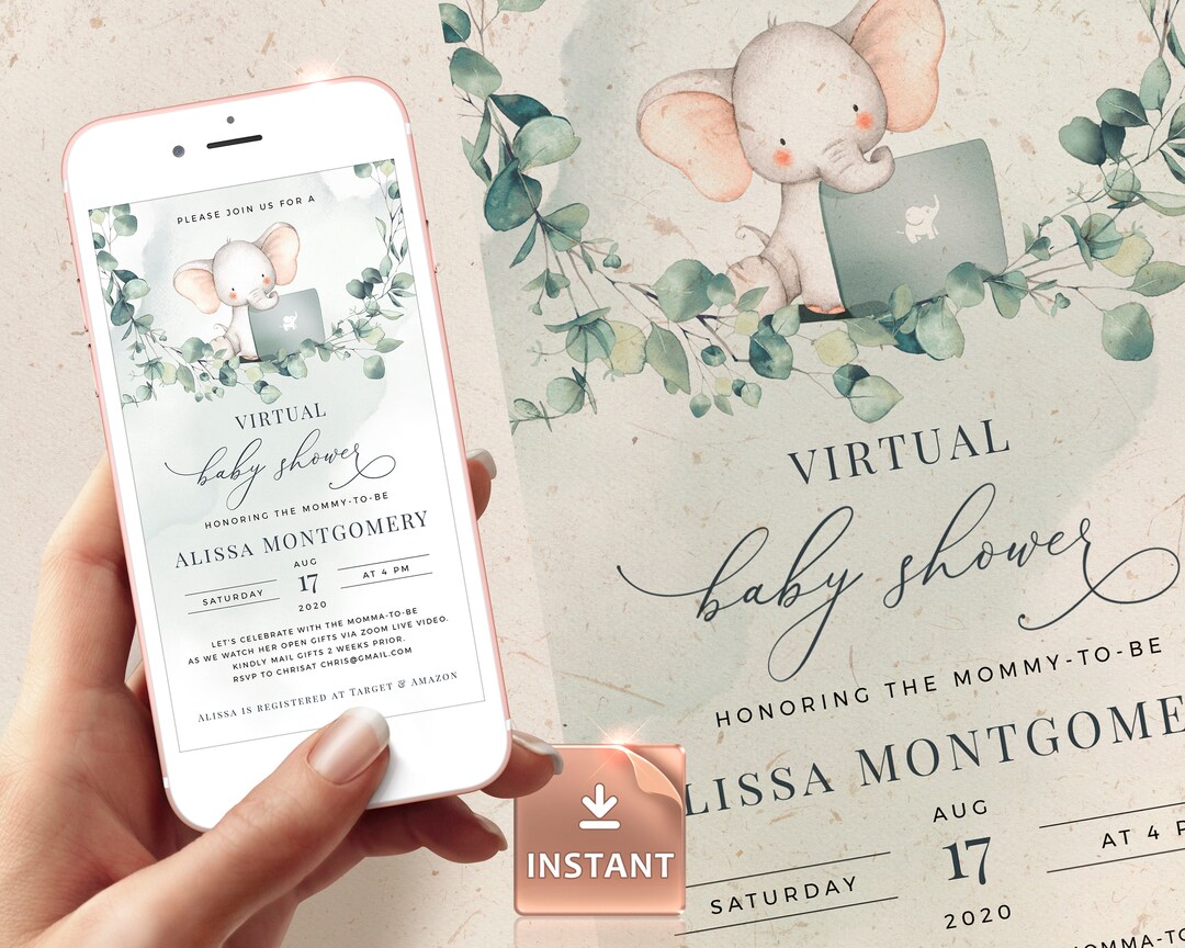 JOY - Virtual Baby Shower Digital Invitation, Electronic Long Distance ...